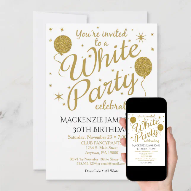 White Party Invitation All White Party Invite | Zazzle