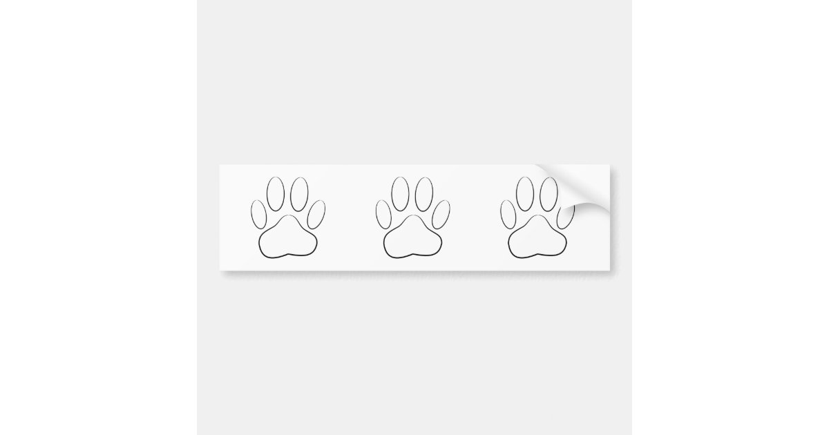 White Paw Print Bumper Sticker | Zazzle