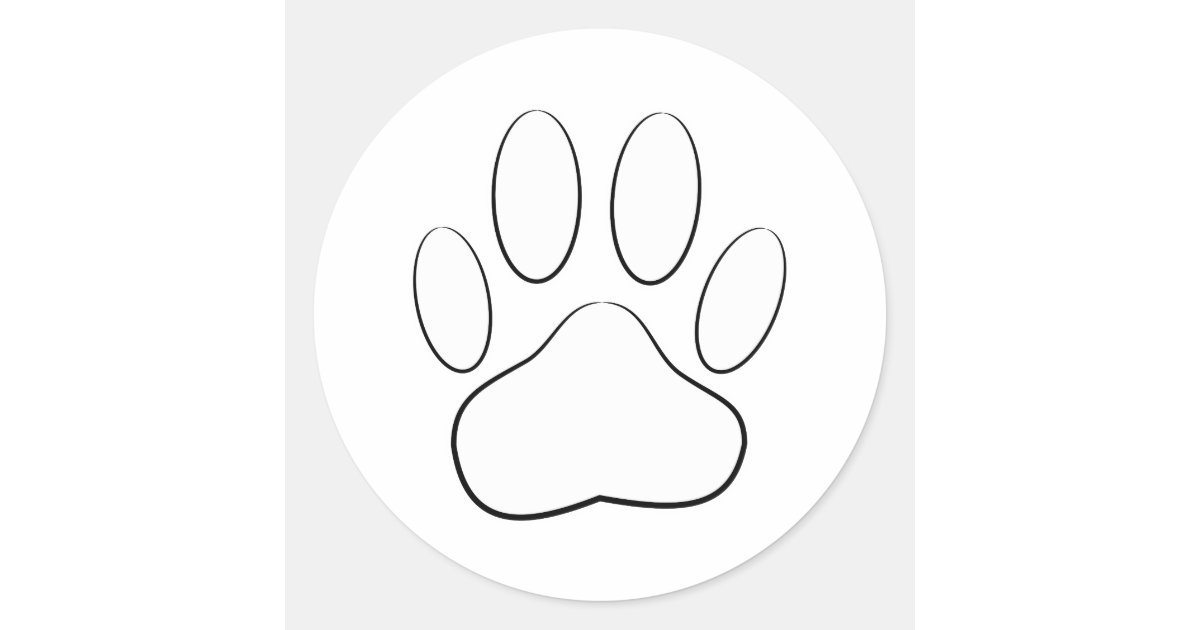 White Paw Print Classic Round Sticker | Zazzle