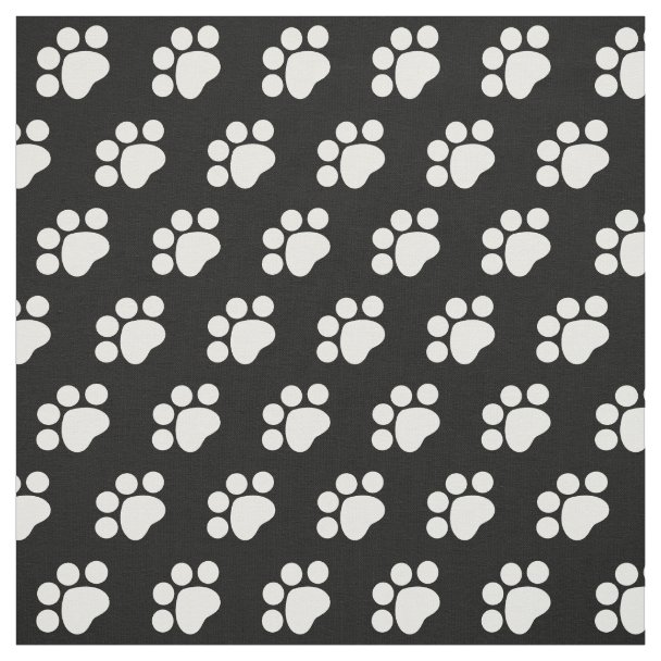 Orange Paw Print Pattern Fabric | Zazzle