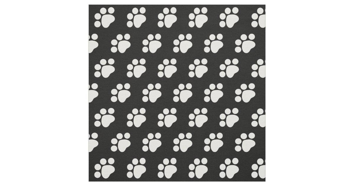 White Paw Print Pattern Fabric | Zazzle
