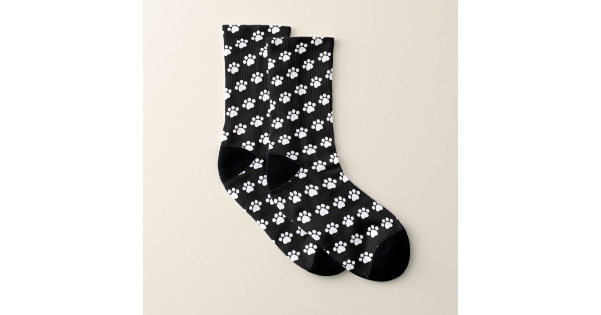 White Paw Print Pattern Socks | Zazzle