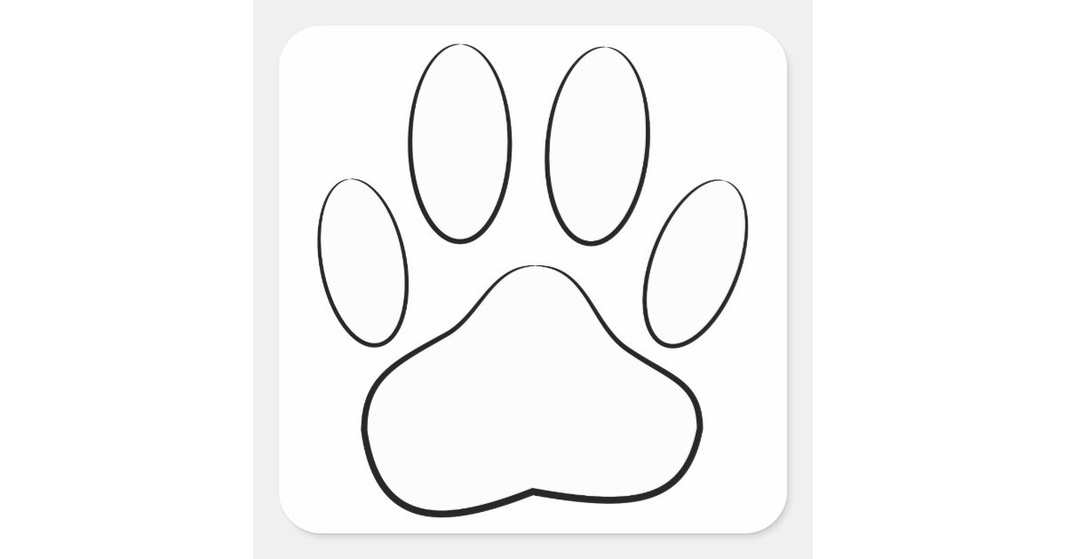 White Paw Print Square Sticker | Zazzle