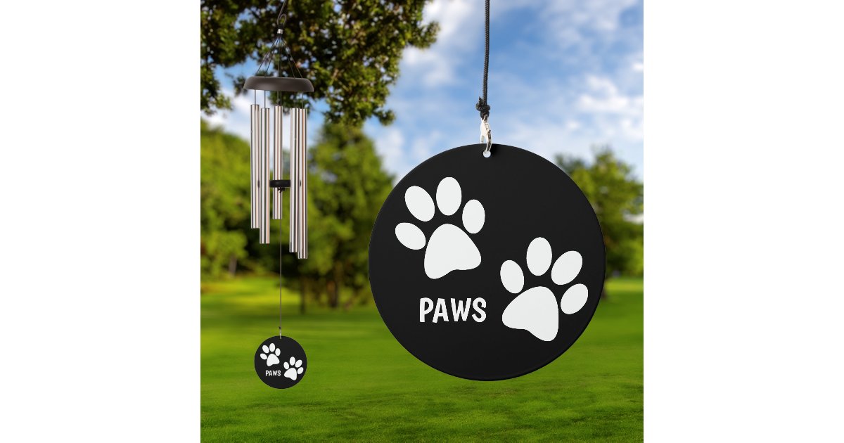 White Paw Prints Design Wind Chime | Zazzle