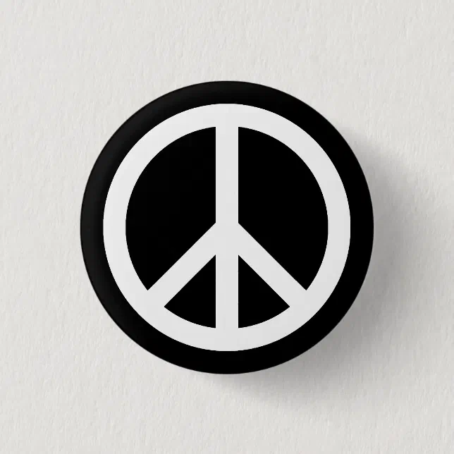 White Peace Symbol Button | Zazzle