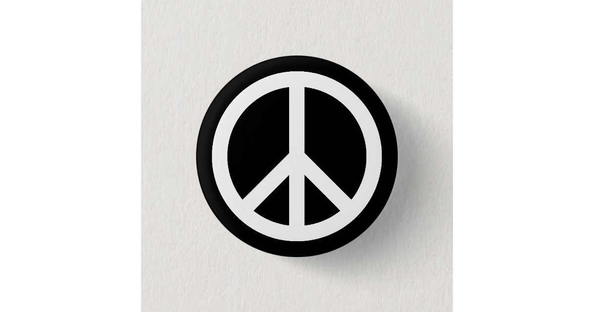 White Peace Symbol Button | Zazzle
