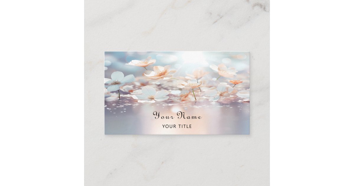 White Peach Floral Business Card | Zazzle