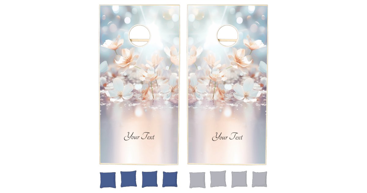 White Peach Floral Cornhole Set | Zazzle
