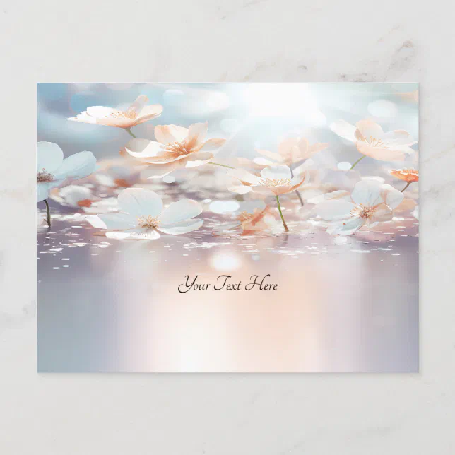 White Peach Floral Postcard | Zazzle