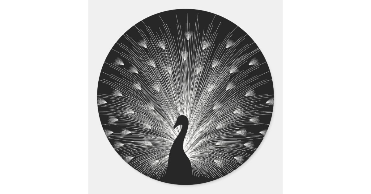 White peacock classic round sticker | Zazzle