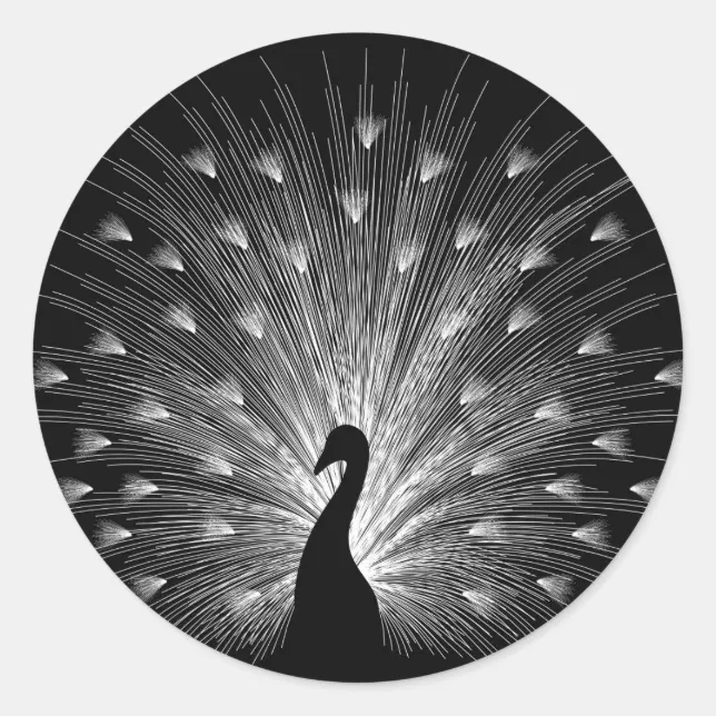 White peacock classic round sticker | Zazzle