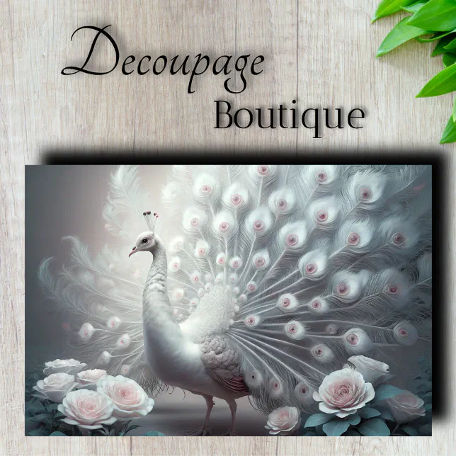 White Peacock Decoupage Tissue Paper | Zazzle