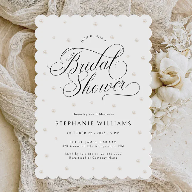 White Pearls Bridal Shower Invitation | Zazzle