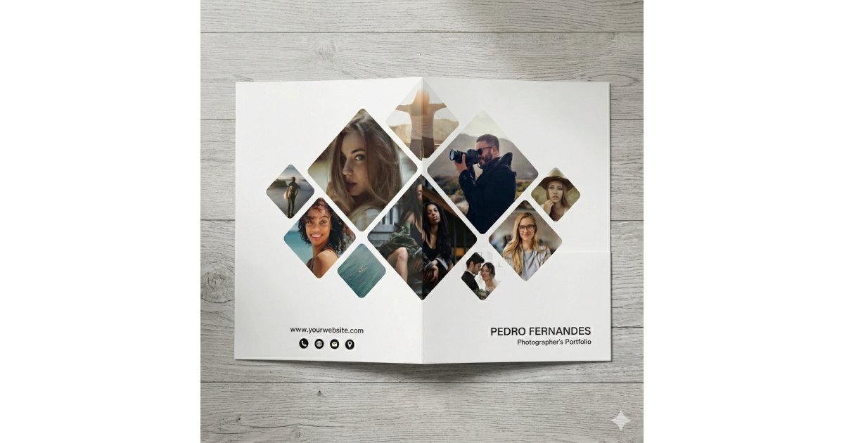 White Photo Collage Photographer Portfolio Pocket Folder | Zazzle