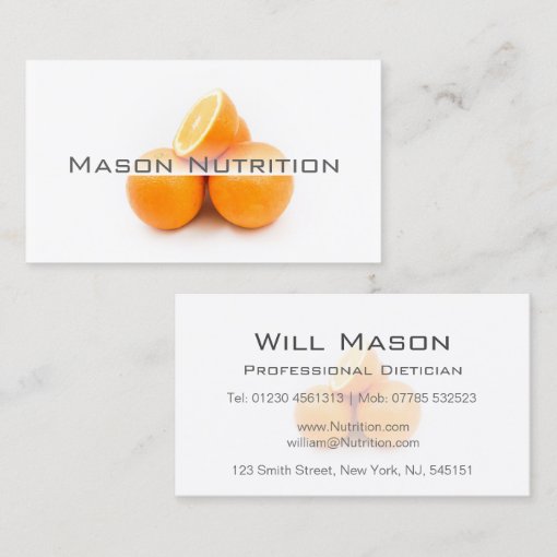 White Photo of Oranges Business Card | Zazzle