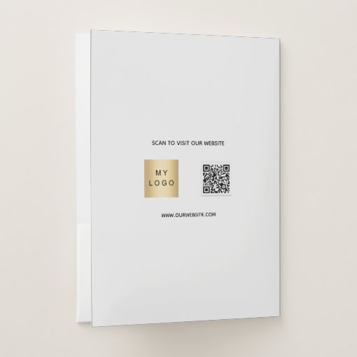 White photo QR code logo business Pocket Folder | Zazzle