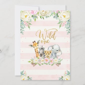 White Pink Floral Wild One Birthday Invitation | Zazzle