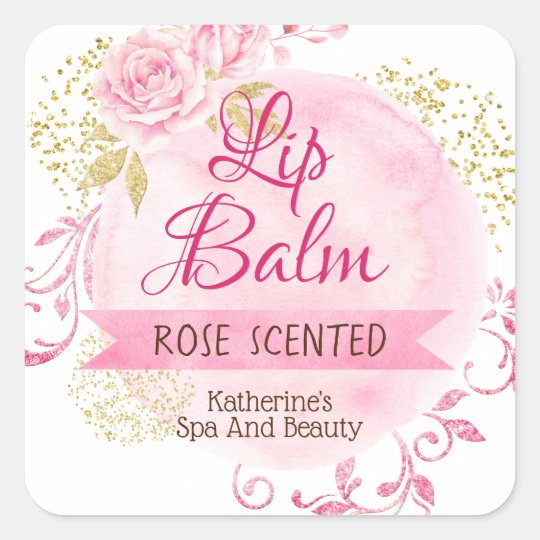 White Pink Gold Flowers Rose Lip Balm Scrub Labels | Zazzle.com
