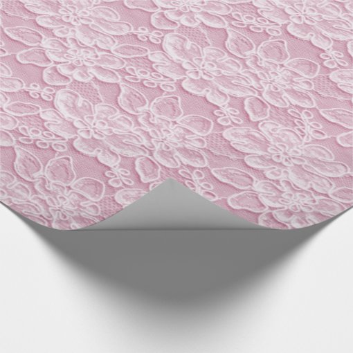 White & Pink Lace Texture Wrapping Paper | Zazzle