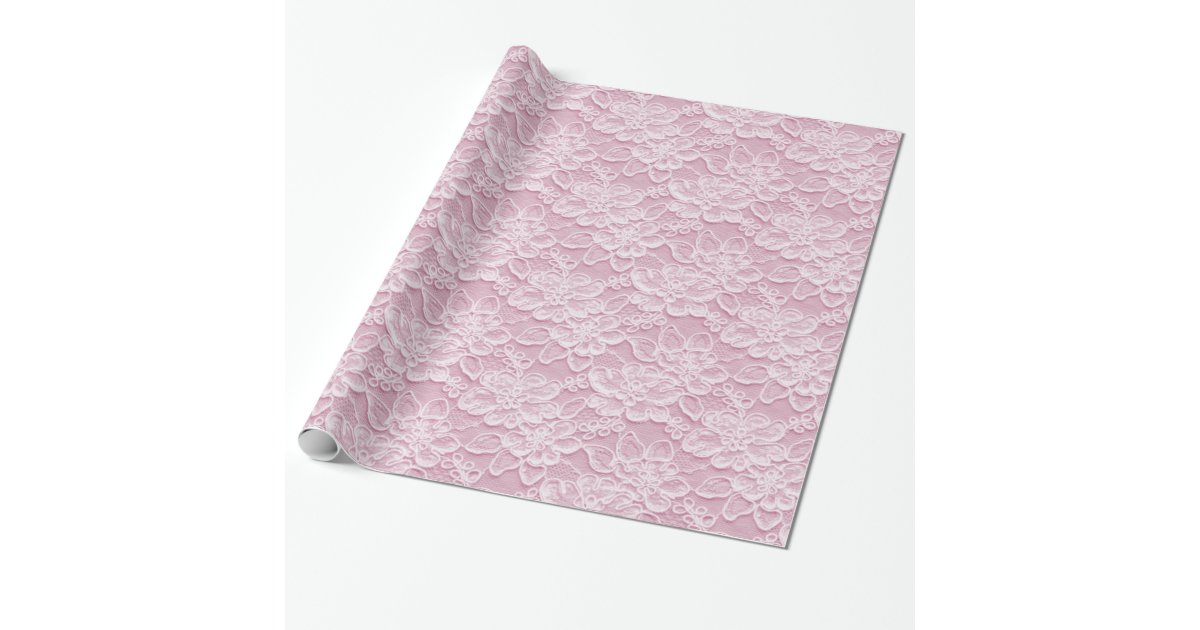 White & Pink Lace Texture Wrapping Paper | Zazzle