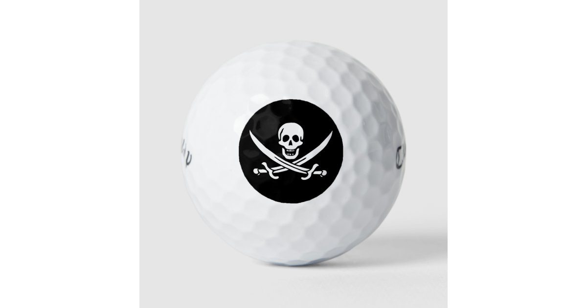 White, Pirate Flag Calico Jack, Skull & Cutlass Golf Balls | Zazzle