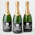 White, Pirate Flag Calico Jack, Skull & Cutlass Sparkling Wine Label ...
