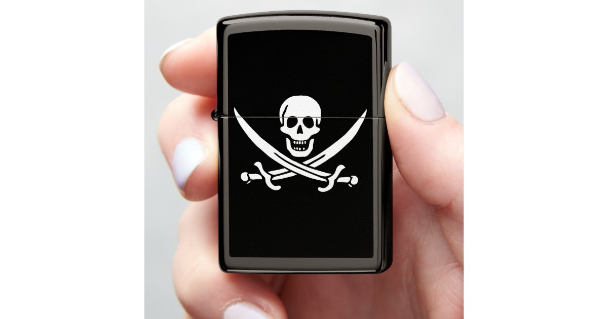 White, Pirate Flag Calico Jack, Skull & Cutlass Zippo Lighter | Zazzle