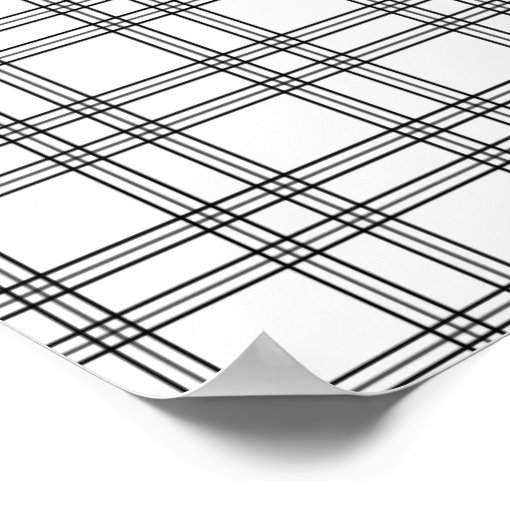 White Plaid Tartan With Black Lines Poster | Zazzle