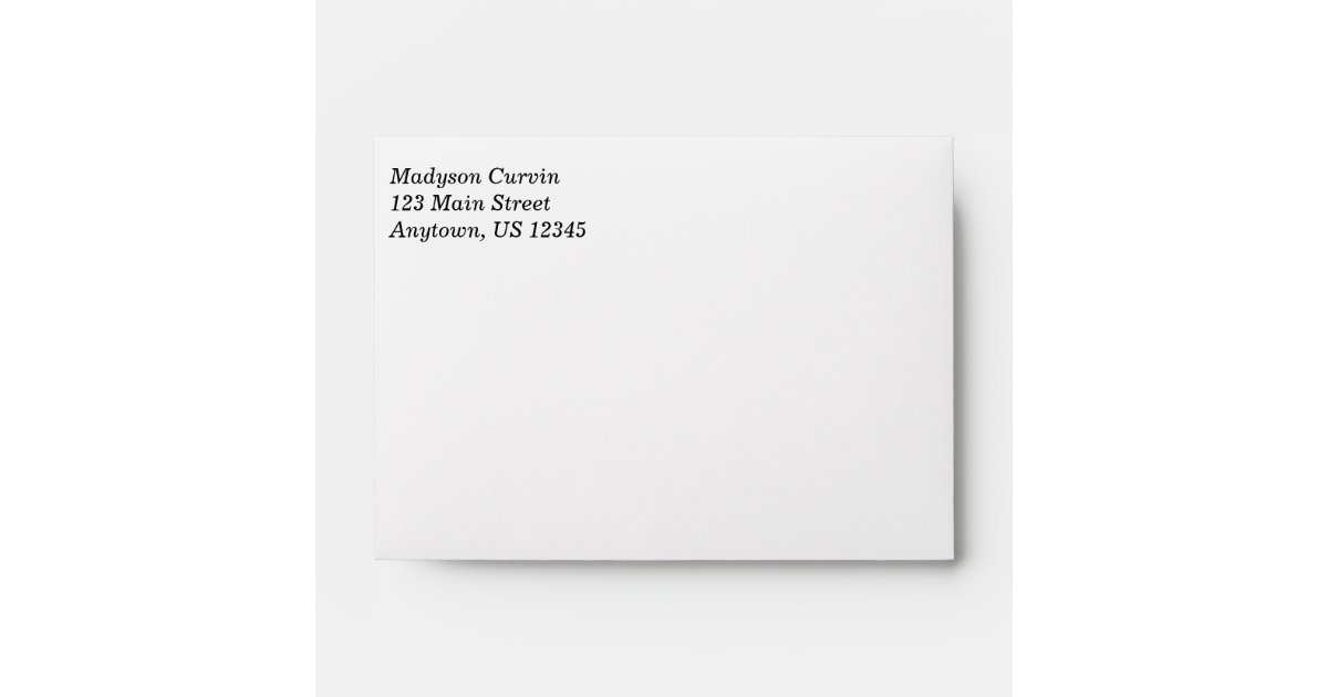 White Plain Simple A6 4x6 Return Address Envelopes | Zazzle