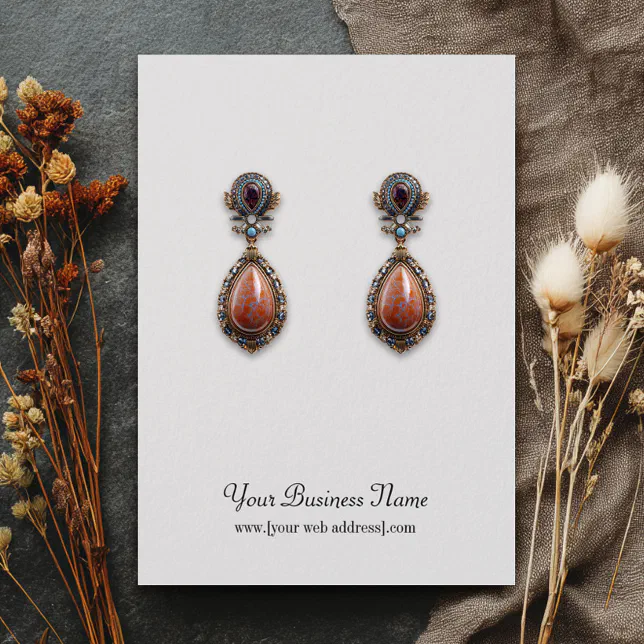 White Plain Simple Custom Earring Card | Zazzle