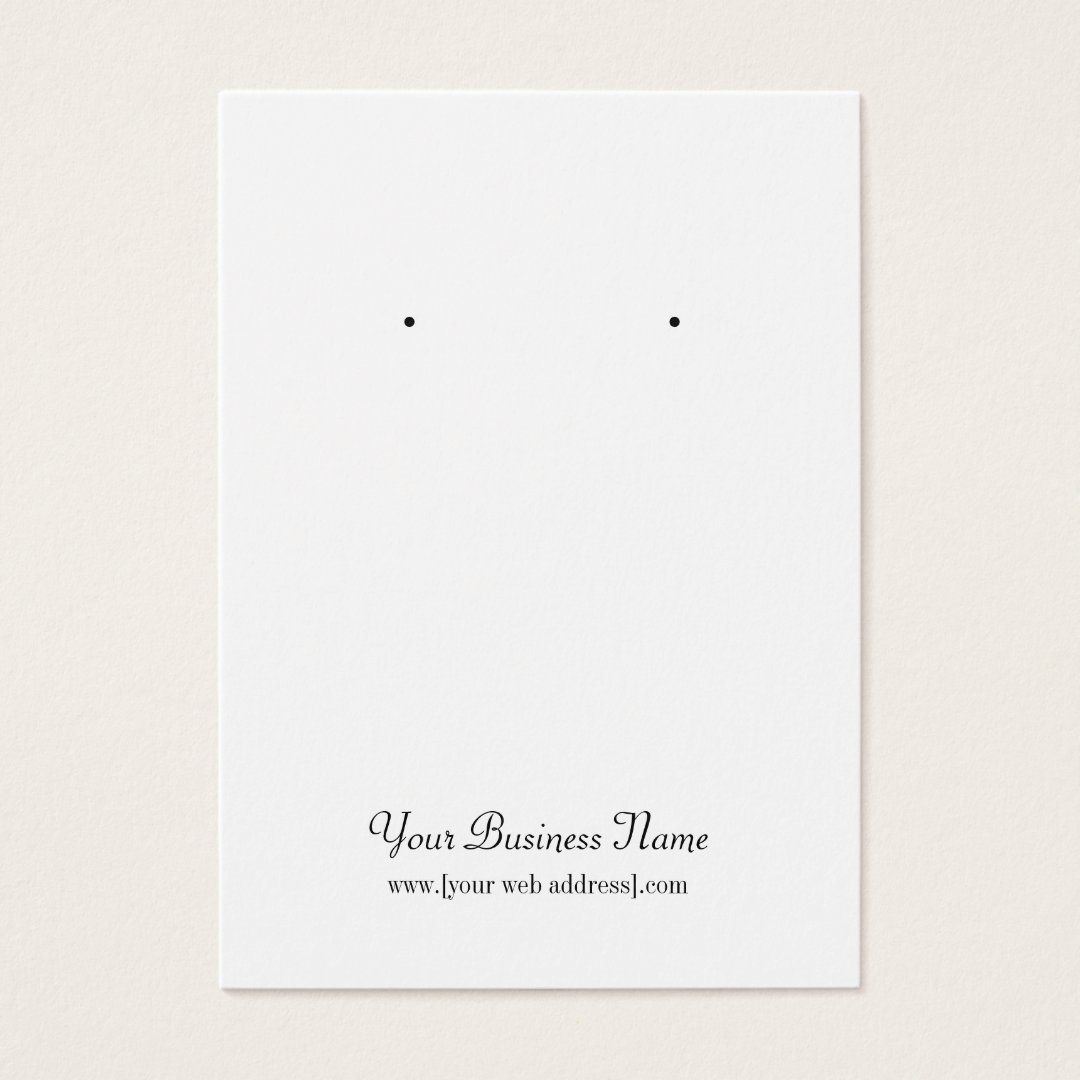 White Plain Simple Custom Earring Card | Zazzle