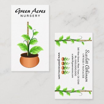 White Plant Nursery Business Cards Template | Zazzle
