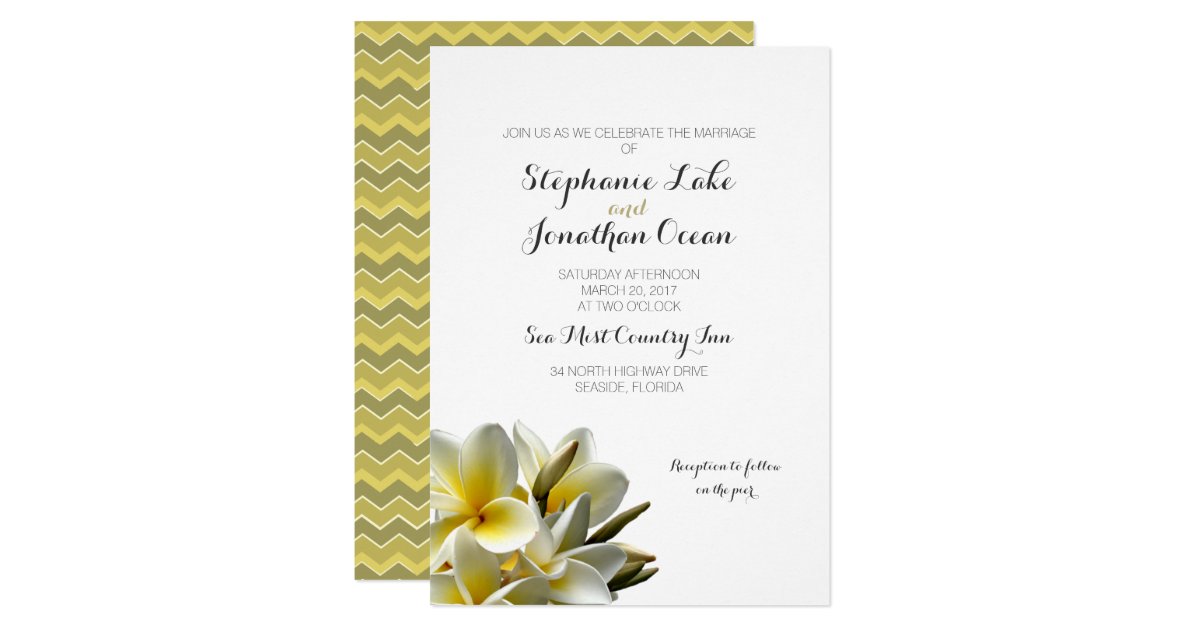 White Plumeria Hawaiian Flowers Wedding Invitation | Zazzle.com