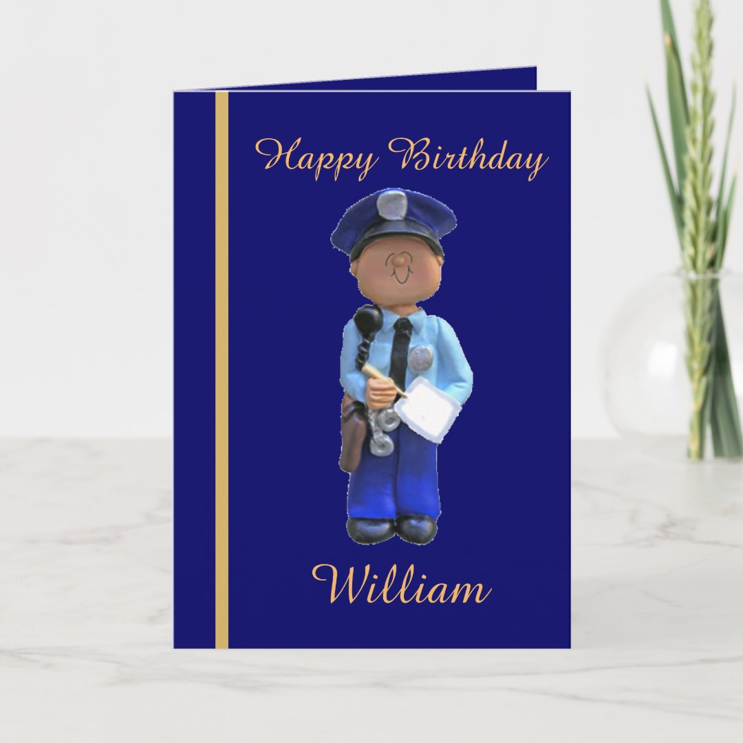 White Police Officer Birthday Card | Zazzle