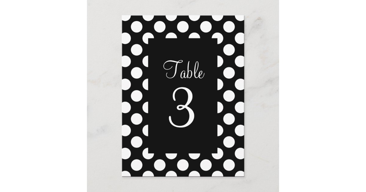 White Polka Dot Table Number | Zazzle