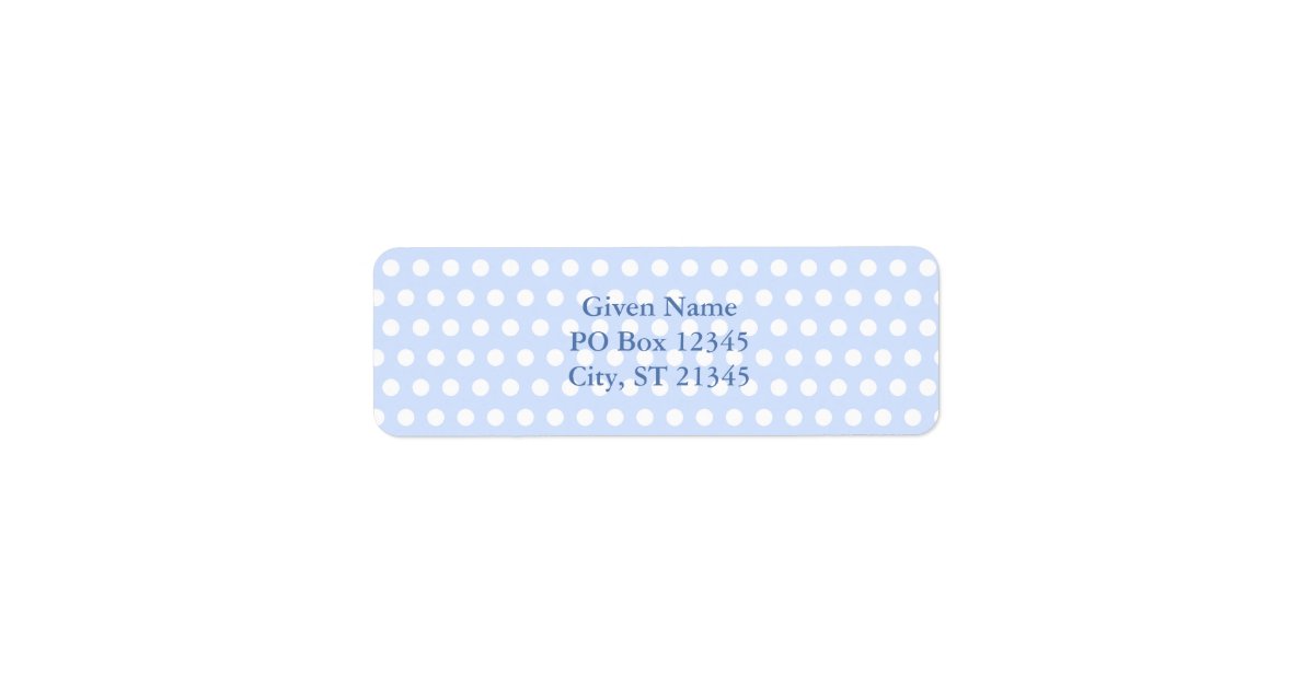 White Polka Dots on Baby Blue Label | Zazzle