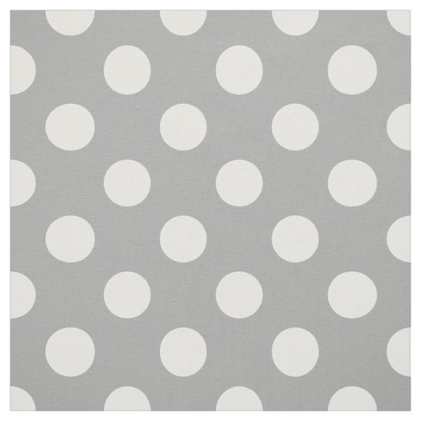 Gray white polka dots pattern fabric | Zazzle