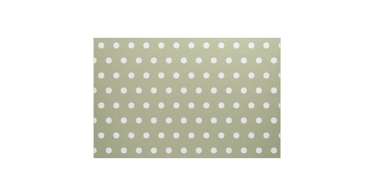 White Polka Dots on Sage Green Fabric | Zazzle