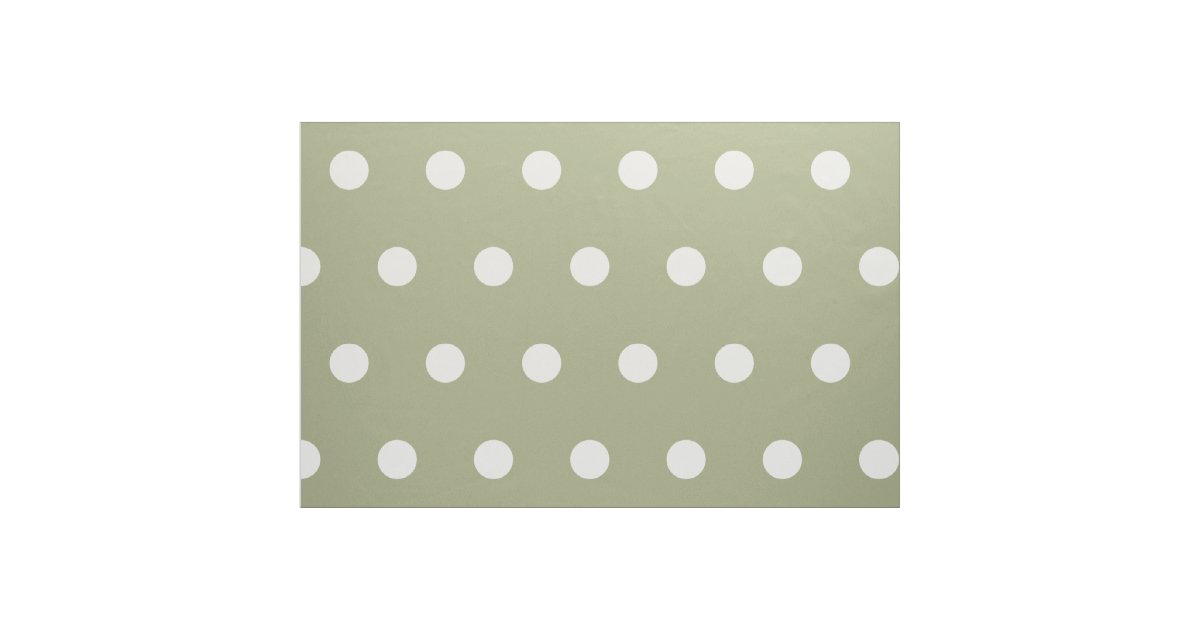 White Polka Dots on Sage Green Fabric | Zazzle