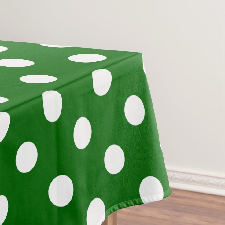 White Polka Dots on School Days Green Tablecloth | Zazzle