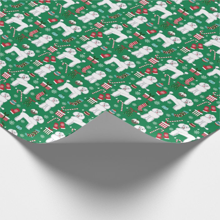 White Poodle Christmas dog Wrapping Paper | Zazzle.com