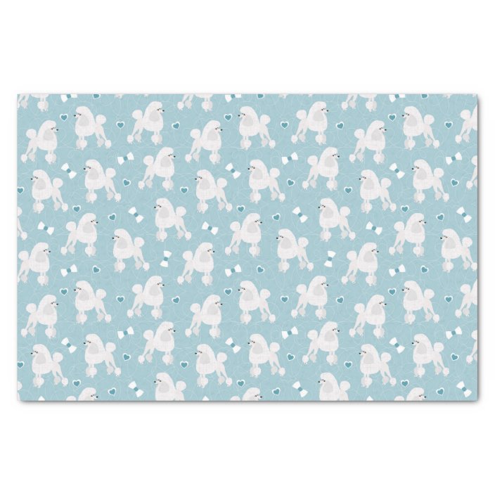 White Poodles and Bows Pattern Blue Tissue Paper | Zazzle.com