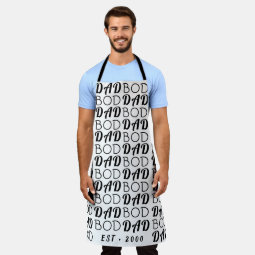 White Premium "DAD BOD"Y father's Day Funky Fun Apron | Zazzle