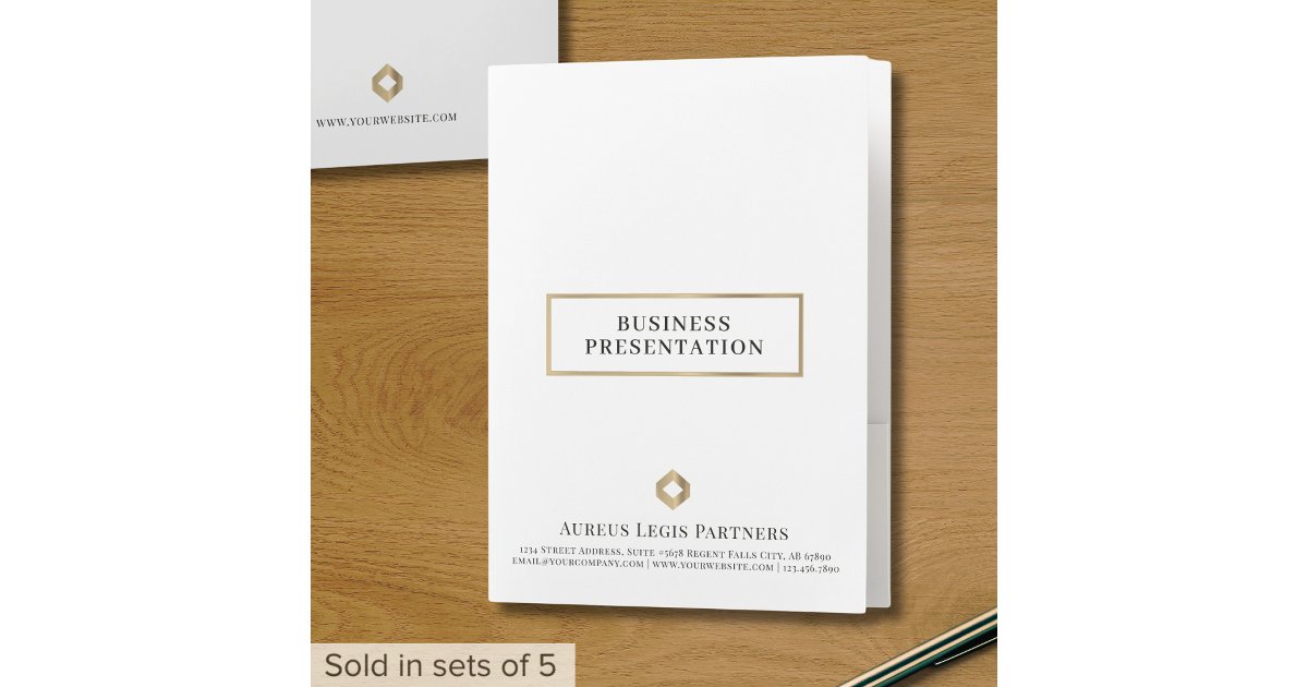 White Presentation Folders Custom Logo | Zazzle