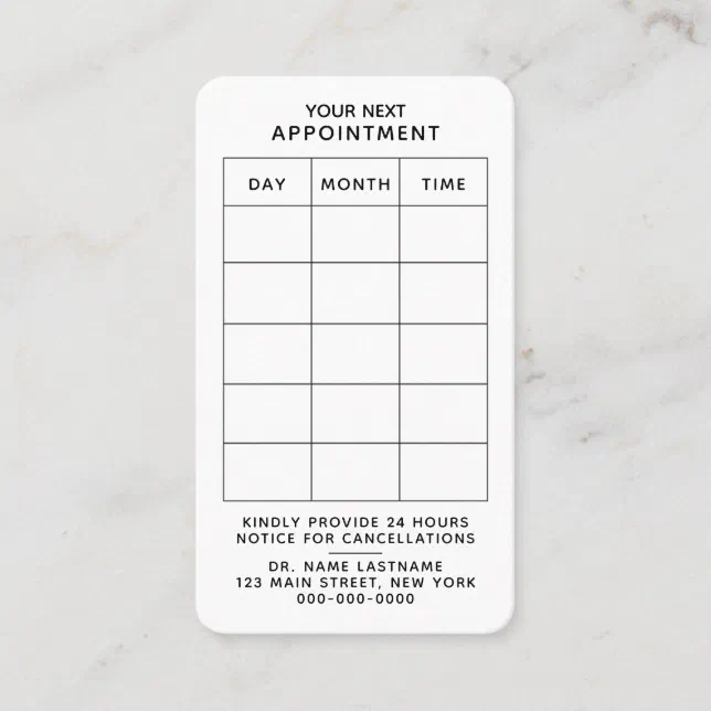 White Professional Business Reminder Modern Appointment Card | Zazzle