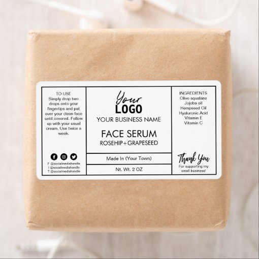 White Professional Face Serum Labels | Zazzle