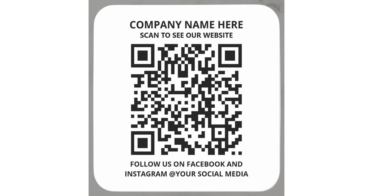 White Promotional QR Code Modern Business Sticker | Zazzle