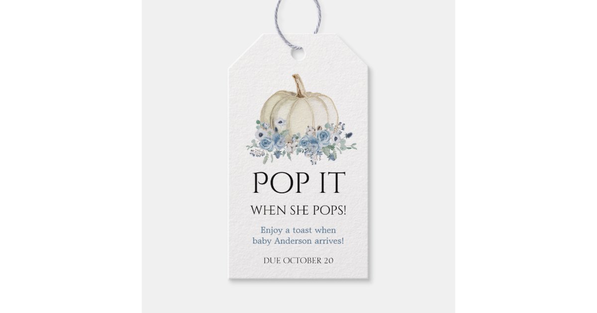 White Pumpkin Pop it when she Pops Favor tag | Zazzle