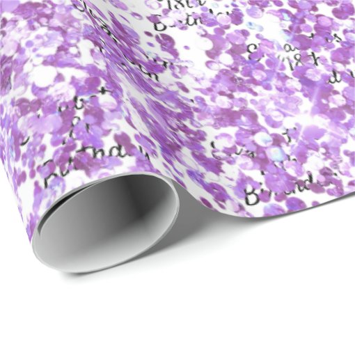 White purple confetti glitter birthday wrapping paper | Zazzle