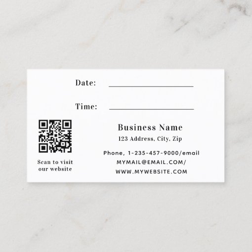 White QR code business logo appointment card | Zazzle